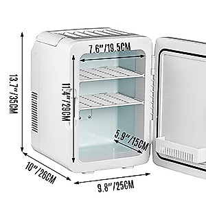 VEVOR Mini 10 Liter Portable Cooler Warmer Fridge Black Compact Refrigerator, Lightweight Beauty Cooling, for Bedroom Office Car Boat Dorm Skincare (110V/12V), 10L