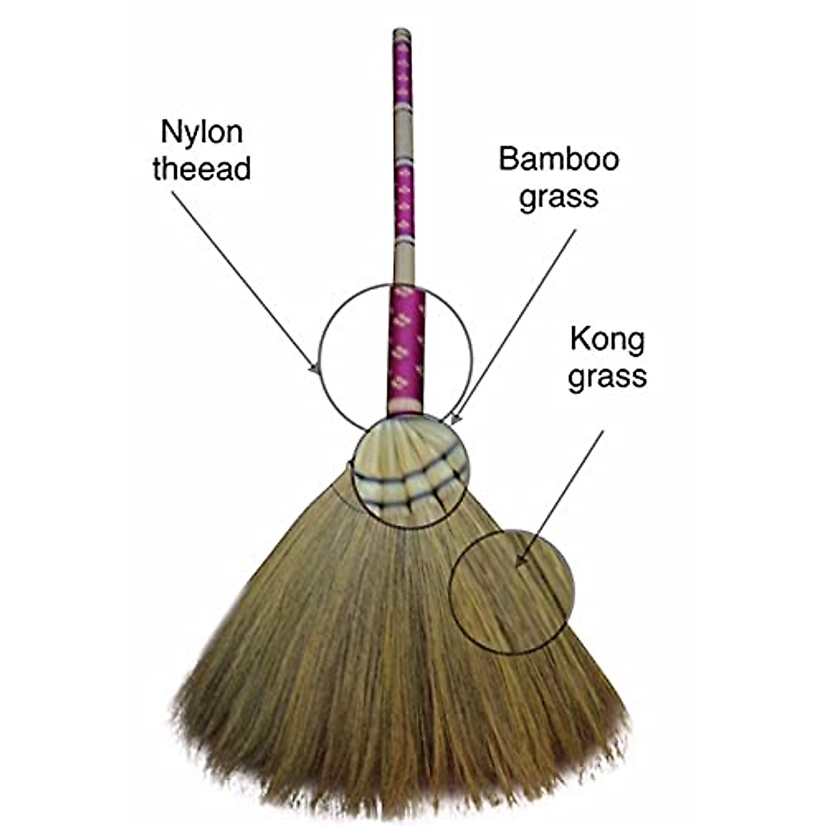 SN SKENNOVA - Asian Handmade Brooms, Sustainable Cleaning Solution (Thai Pink Pastel)
