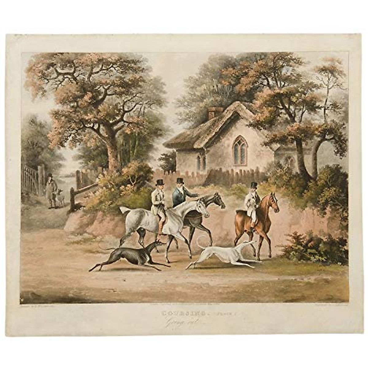 [Set of Four] Coursing. Plate I. Going out; Plate II. Finding; Plate III. The Hare's Last Effort; Plate IV. The Death