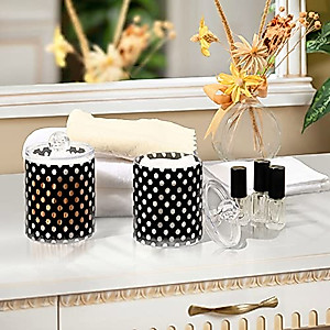 ALAZA 2pcs Polka Dot Black White Qtip Holder Dispenser 14 oz Bathroom Storage Clear Apothecary Jars Containers Cotton Ball,Cotton Rounds,Floss Picks, Hair Clips, Food