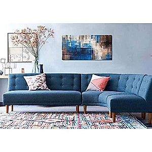 Pogusmavi Large Dark Blue Abstract Wall Art Decor for Living Room Canvas Prints Picture Artwork Office Home Bedroom Wall Decoration 24x48