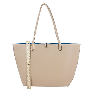 Canal Collection Reversible 2 in 1 Fashion Tote Handbag with Pouch (Grey)