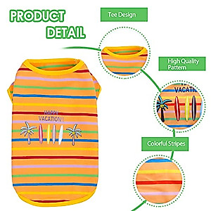 Phiyolin 2-Pack Dog Shirts Striped Stretch Dog T-Shirts for Small and Medium Dogs,Quick Dry Breathable Pet Clothes（M,Blue）