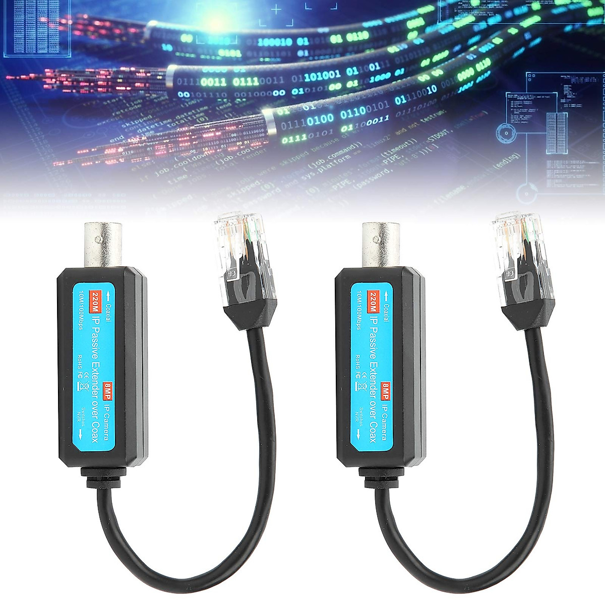 1 Pair Passive Ethernet Extender Over Coax IP Passive Extender Ethernet Over Coax Plug and Play Over for Web Camera