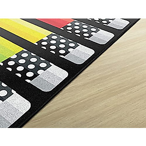 Flagship Carpets Schoolgirl Style Stylish Black & White Brights Pencil Classroom Area Rug for Indoor Classroom Learning or Kid Bedroom Educational Play Mat, 7'6" x 12', Multi