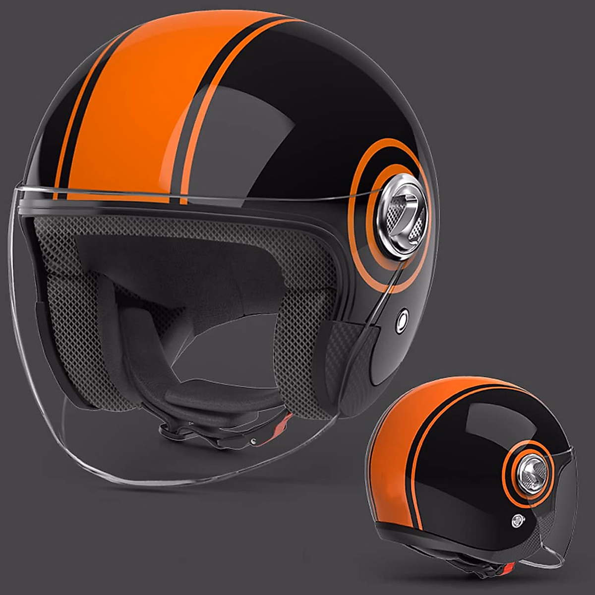 Cool Girl Open Face Motorcycle Helmet, Men Women Retro Electric Motorbike Half Helmet with Long Sun Visor, DOT Approved Vespa Scooter Adults 3/4 Sunscreen Breathable Four Seasons Helmet -M-54-64CM