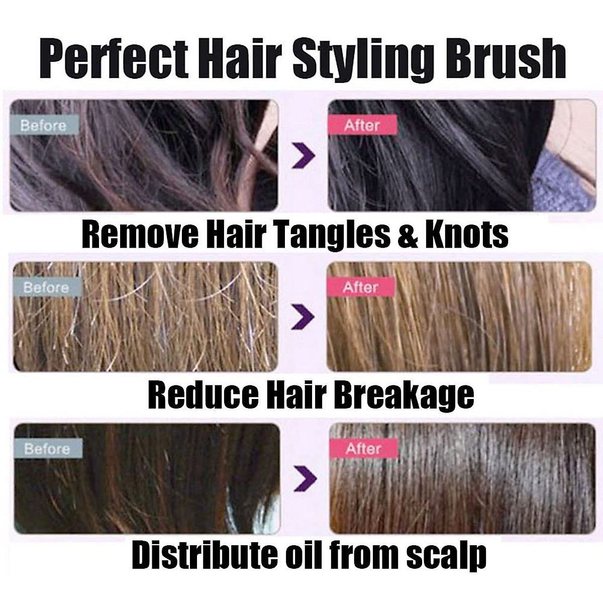 Boar Bristle Detangler Vent Brush Curved Vented Paddle Brush for Blow Drying, Anti-frizz Detangling Brush Styling Hairbrush Comb for Curly Fine Wavy Natural Tangled Hair, Wet or Dry Use