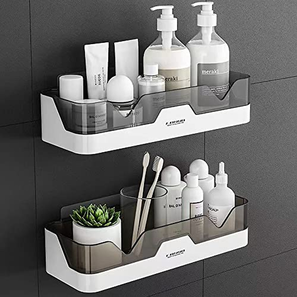 LuliKa 2-Pack Shower Caddy, Separable Shower Organizer with 4 Pieces of Adhesives,No Drilling Double Layer Shower Shelf, Used for Bathroom and Kitchen