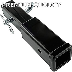 VaygWay Trailer Hitch Receiver Tube Extender – Tube Extenders for 2” Receiver + 7” Length- Heavy Duty 3500 Lbs GTW Pin and Clip (1 Pack)