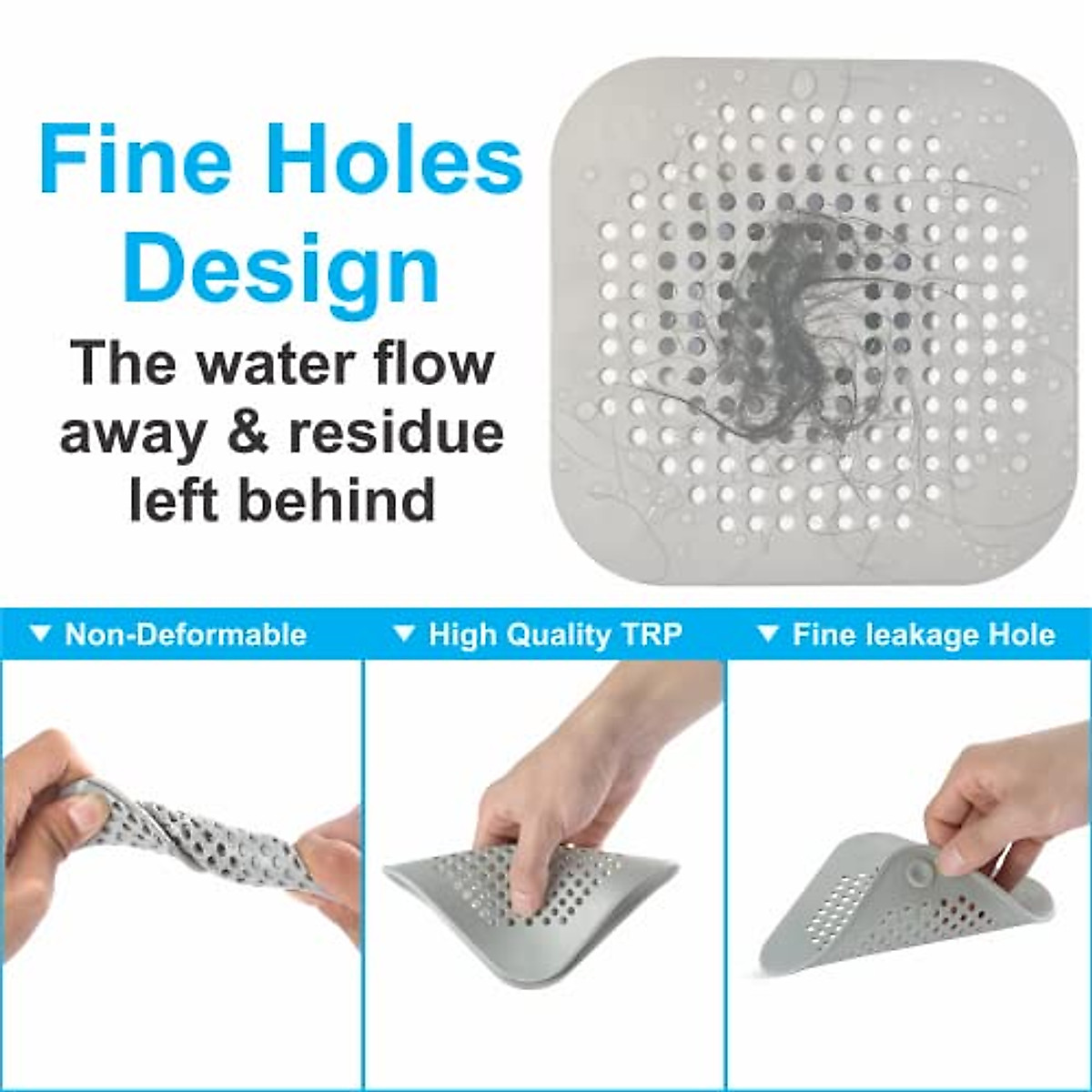 ZAYNYX 3 Pack Shower Hair Drain Catcher is Hair Stopper for Shower Drain with 4 Suction Cups Easy to Install Hair Catcher Shower Drain Suit for Bathroom Bathtub Kitchen