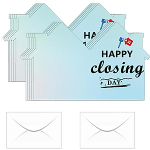 Estate Agents New Home Card with Envelope 25 Sets New Home Congratulations Cards - House Shaped Thank You Note Card 10 x 7 Inch Greeting House Postcards for Home Buyers Real Estate Agent Supplies