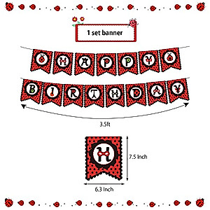 Lady Bug Birthday Party Decorations Supplies Set with Ladybird Happy Birthday Banner, Ladybeetle Cake Cupcake Toppers, Black Red Latex Balloons for Kids 1st Baby Shower Lady Bug Birthday Decoration