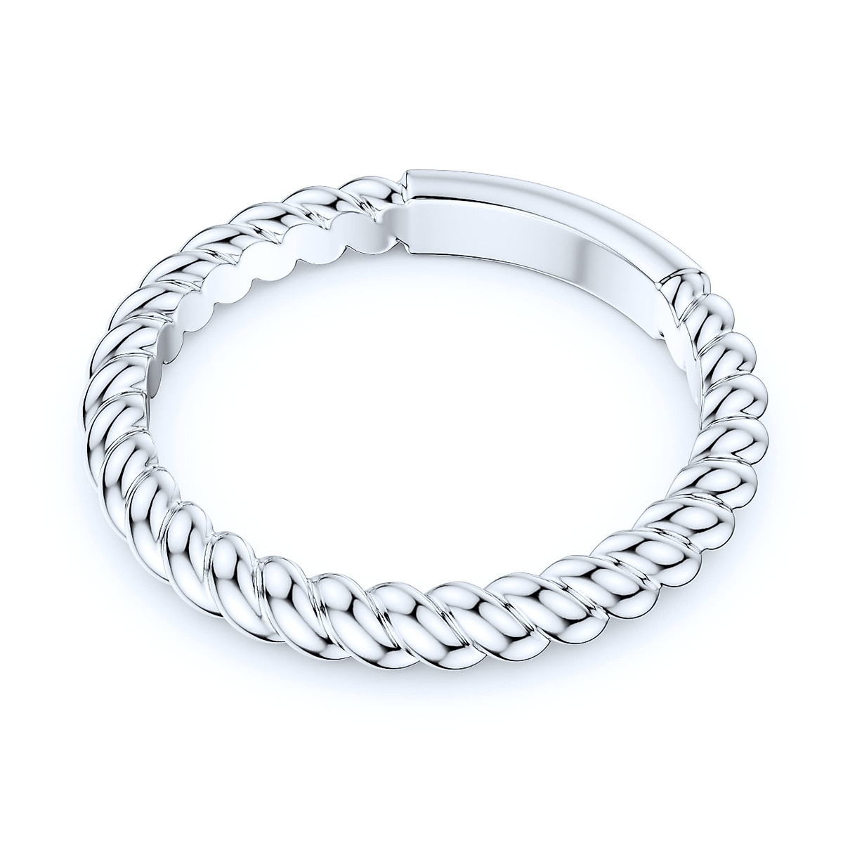 PRSTANI 2.5mm Wide Solid Sterling Silver Twisted Rope Comfortable Shank Bridal Set Matching Ring Wedding Band (5.5)