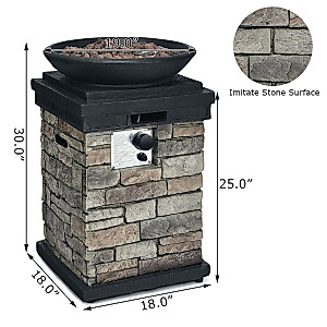 Happygrill Outdoor Propane Gas Fire Pit Table, 40,000 BTU Gas Fire Pit with Lava Rocks and Rain Cover