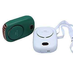 Bladeless Fan, Portable Hanging Neck Fan 3 Speed Adjustable USB Fan Rechargeable Wearable Personal Fan with Led Screen (Pearl White)