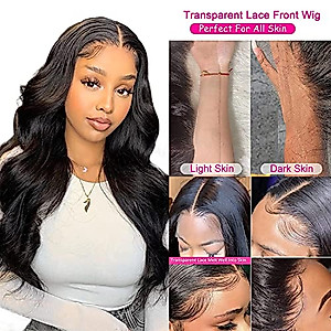 Qangelabeauty 32 Inch Lace Front Wigs Human Hair Body Wave 4x4 HD Lace Front Wigs for Black Women with Baby Hair 180% Density Glueless Wigs Human Hair Pre Plucked with Baby Hair Natural Color