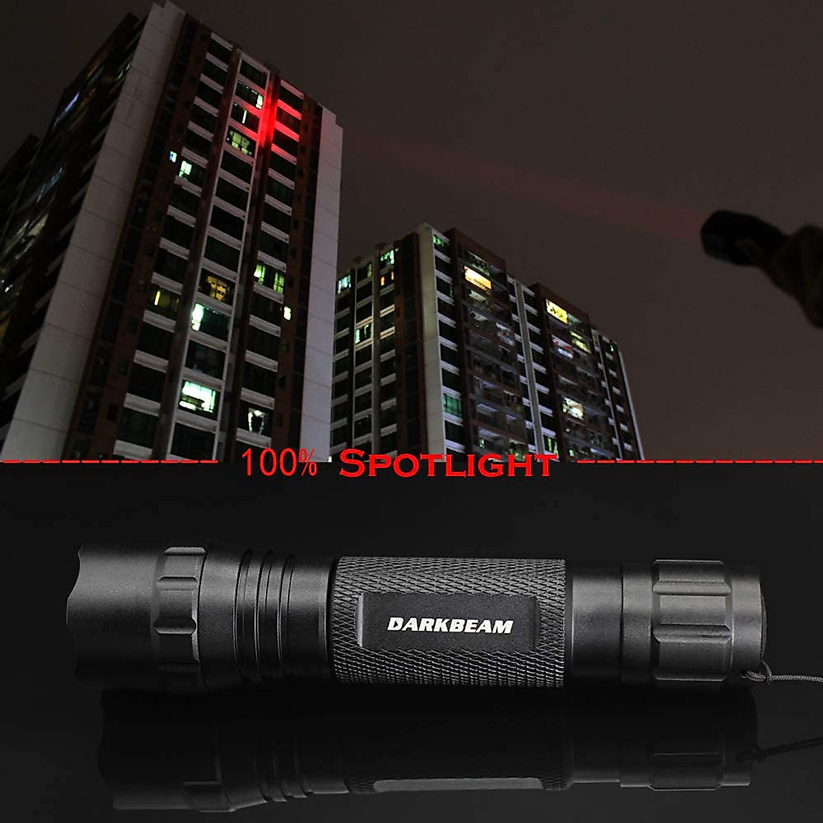 DARKBEAM Red Light Flashlight Tactical LED Rechargeable, Zoomable Portable Handheld Red-Light for Fishing Hunting Detector Astrophotography