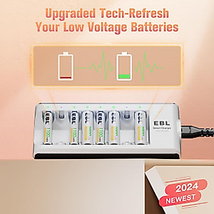 EBL Rechargeable AAA Batteries (ProCyco 1100mAh) 16 Pack 1.2V NiMH Triple AAA Battery with AA AAA Battery Charger
