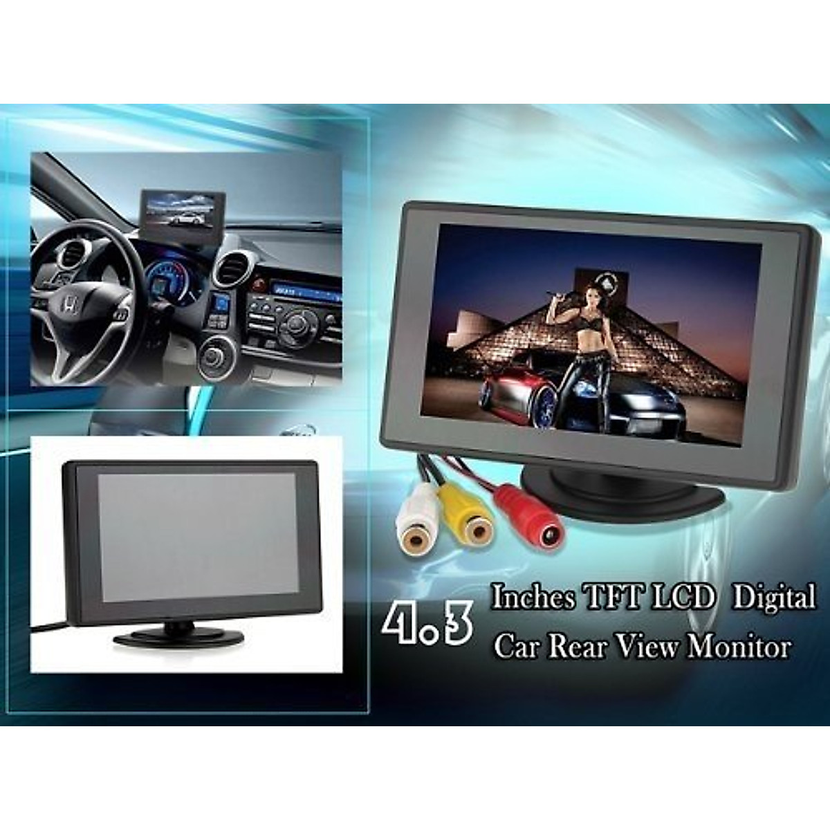 BW 4.3 Inch TFT LCD Screen Adjustable Car Monitor for Vehicle Backup Cameras Security CCTV Camera and Car DVR
