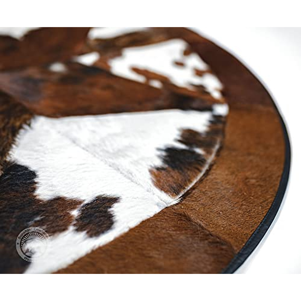 Genuine Round Cowhide Rug Rodeo Star Patchwork 40" Area Rug