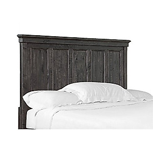 BOWERY HILL Modern Wood Queen Panel Headboard in Gray Finish