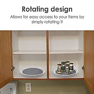 3 Pack Lazy Susan Organizer Turntable (10 inches) - Rotating Spice Rack for Kitchen Cabinet Pantry Fridge Bathroom Vanity Countertop & Under Sink Organization - Non-Skid Round Spinning Spice Storage