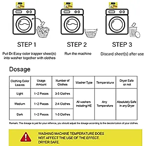 DR.EASY Color Trapper sheets 144 Ct for Laundry,Remove Clothes Dyes,Fluorescent & Heavy Metals,Maintain Clothes Original color,Special Pores Texture Absorb Dyes More & Faster,Unscented & No Chemicals,Safe in Dryer,Apply to any Machine Including HE