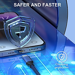 iPhone Charger [Apple MFi Certified] Lightning Cable 6PACK-3/3/6/6/6/10 FT Nylon Braided USB Charging Cable High Speed Cord Compatible with iPhone 14/13/12/11 Pro Max/XS MAX/XR/XS/X/8/7/Plus/6S/6/iPad