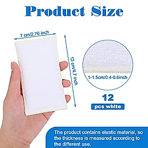 Gandeer 12 Pcs Interior Scrubbing Sponge for Leather Plastic Car Microfiber Kitchen Sponge Household Cleaning Sponges Double Sided Dish Sponge Cleaning Kit, White