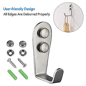 Angle Simple Robe and Towel Hook 5 PCS, SUS304 Stainless Steel Hook Pack, Bath Towel Coat Backpack Hook, Kitchen Garage Hook, Grilling Tools Hanger, Brushed Nickel