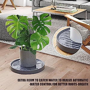 2Pack Plant Caddy with Wheel, 360°Plant Pallet Caddy with 4 Invisible Wheels, Heavy Duty Plant Trolley with Casters Outdoor Planter Stand Load Capacity 180 lbs, 12Inch (Grey)
