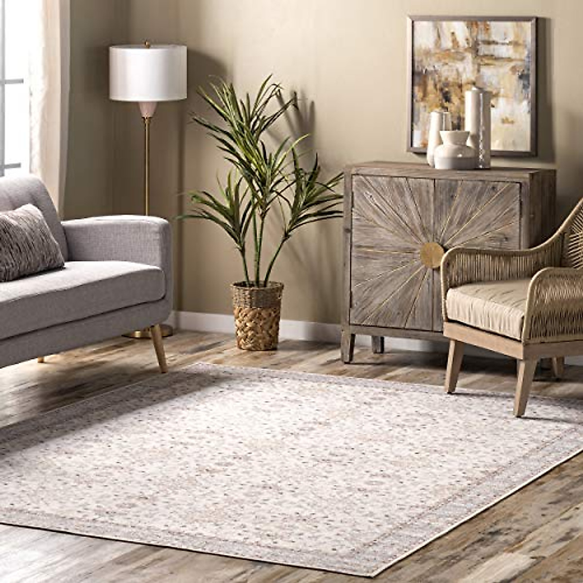 nuLOOM Gemma Machine Washable Transitional Floral Area Rug 4' x 6'