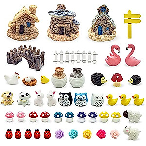 Dracarys Selected 50 Pieces Fairy Garden Accessories, Fairy Garden Kit, Fairy Garden Animals, Miniature Figurines, Micro Landscape Ornaments Kit, Garden DIY Kit, Environmental Resin