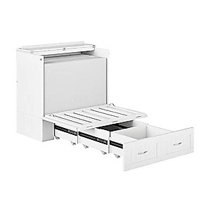 Bowery Hill Murphy Twin XL Bed Chest with Charging Station in White