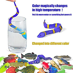 12 Pack Color Changing Sea Animal Toys,Change Color Ocean Animals,Floating Fish Bath Toys for Kids,Sea Creatures Themed Party Supplies,Easter Egg Fillers,Goodie Bags Fillers,Carnival Prizes