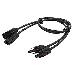 Temco 1 Pair 2.5 ft Solar Panel Extension Black Connector Male Female 10 AWG Gauge PV Cable Wire