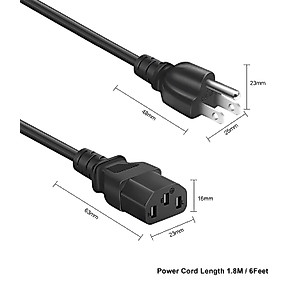 6 FT AC Power Cord for Goplus 2 in 1 Folding Treadmill Sole E060001 F63 (21034) F65 F80 F83 F85 (21016) CE800 CT800 XE400 WE35 WE95 XE850 XU875 XR895 FT96 Treadmill Mains Cable Replacement