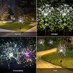 XVZ Solar Garden Lights, 2 Pack 120 LED Solar Powered Firework Light,2 Modes and Waterproof DIY Outdoor Decoration Light for Walkway Pathway Backyard Christmas Party Decor（Cold White）