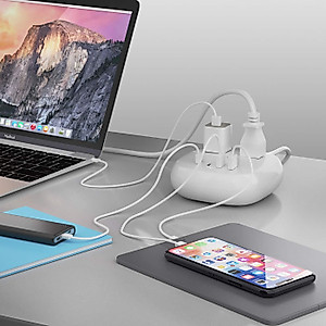 Ceptics 65W USB Power Strip, Surge Protection Small Compact, Dual USB + USB-C, 2 Grounded USA Outlets Input QC 3.0 PD Fast Charging Quick Charge Power Delivery SmartVoltage Technology Charging Hub