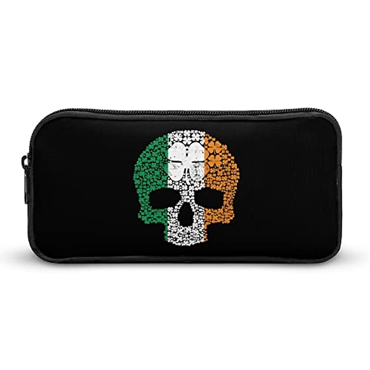 Skull Clover St Paddy St Patrick Ireland Pencil Case Makeup Bag Big Capacity Pouch Organizer for Office College