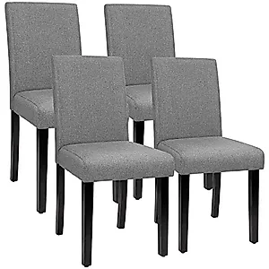 Furmax Dining Chairs Urban Style Fabric Parson Chairs Kitchen Living Room Armless Side Chair with Solid Wood Legs Set of 4 (Gray)