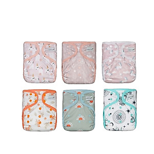 Kawaii Baby 6 Happy Leak-Free Cloth Diaper Covers, Double Waterproof Layer adjustable to fit babies 8-36 pounds (Happy Girl)