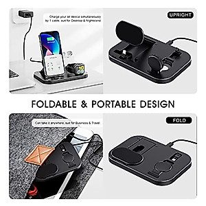 Portable 3 in 1 Charging Station for Apple Products, Foldable Charging Dock for iPhone/AirPodsi Series, Charging Stand Compatible with iWatch Ultra/8/7/6/5/4/3/2/1/SE(with 15W Adapter)(Black)