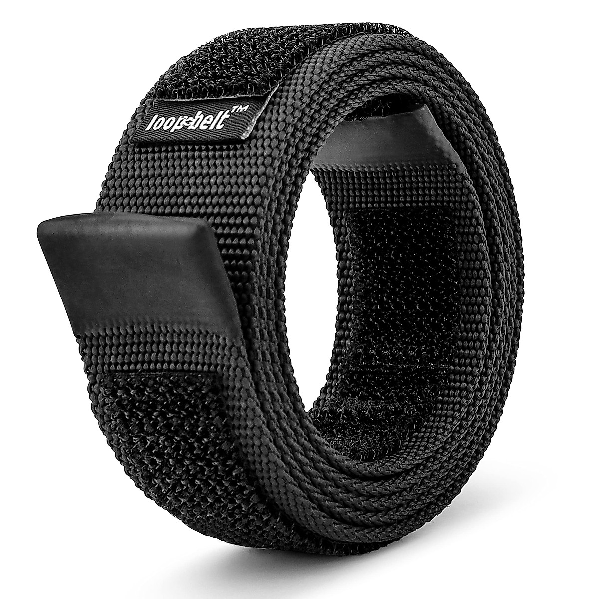 Loopbelt M 34-38 No Scratch Reversible Web Belt with Advanced Hook & Loop Fasteners Black Medium 34-38