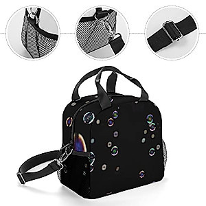 Funny Bubbles Overlay Transparent Printed Lunch Box Tote Bag with Handles and Shoulder Strap for Men Women Work Picnic