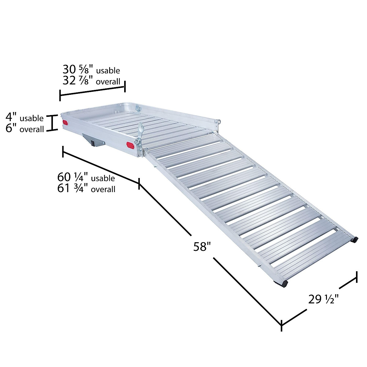 Discount Ramps Elevate Outdoor Premium Aluminum Hitch Cargo Carrier Class III or IV with 58" Long Loading Ramp - 500 lb Capacity