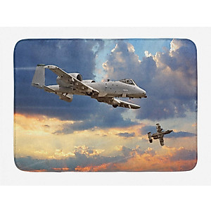 Airplane Peacekeepers Mission Jet up International Flight Picture Aviation Theme Image Entrance Way Rugs Doormats Soft Non-Slip Washable Bath Rugs Floor Mats for Home Bathroom Kitchen 16x24 Inch