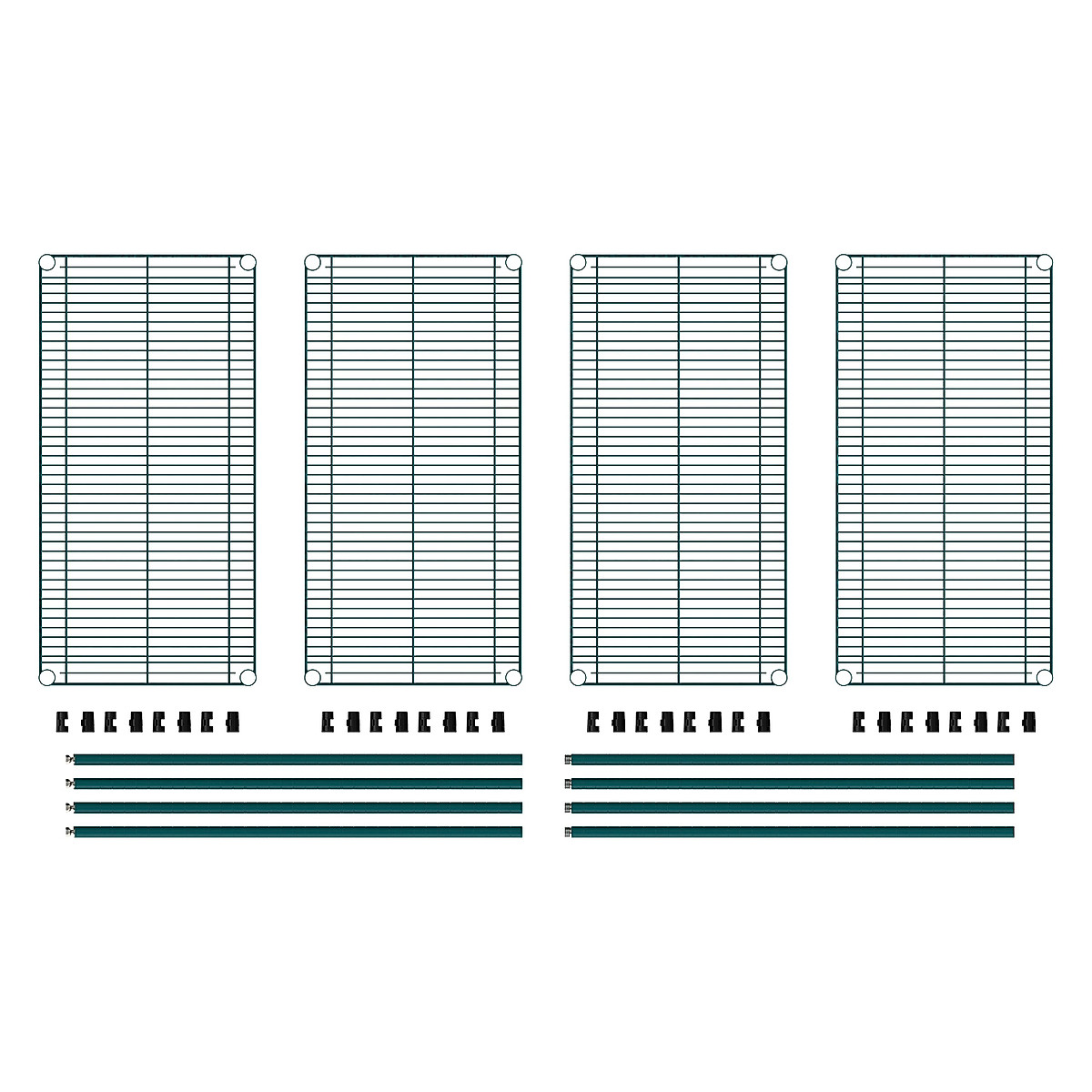 METRO Super Erecta Metroseal Green Epoxy Shelving Unit - Industrial Wire Shelving for Restaurants, Kitchens, Walk-in Coolers/Freezers with Microban - 4 Tier, 2000 lbs Capacity, 18” W x 36” L x 74” H