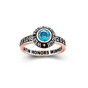 JNJ Women's Class Ring, personalized for high school and college graduates, Sterling Silver, Birthstone Class Ring, Classy collection-Jour Nouveau Jewelry (Platinum)