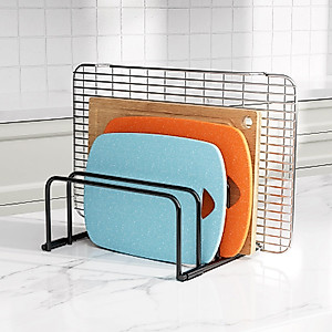 Cutting Board Organizer Rack- Metal Black Holder Stand for Cutting Boards, Baking Sheets, Cookie Pans, Cooling Small Racks Storage Stand and Bakeware for Kitchen Cabinet Countertop Bakeware Organizer